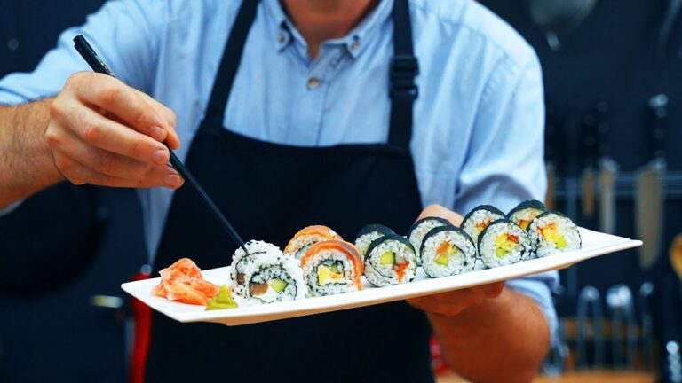 Sushi de casă cu ghimbir murat și wasabi – Rețetă autentică