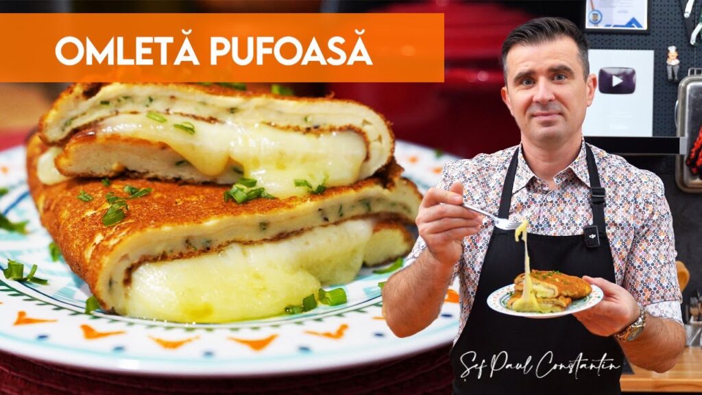Omletă pufoasă cu cașcaval și ceapă verde – rețetă simplă și rapidă